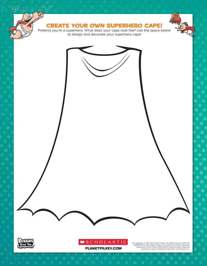 superhero cape coloring page printable